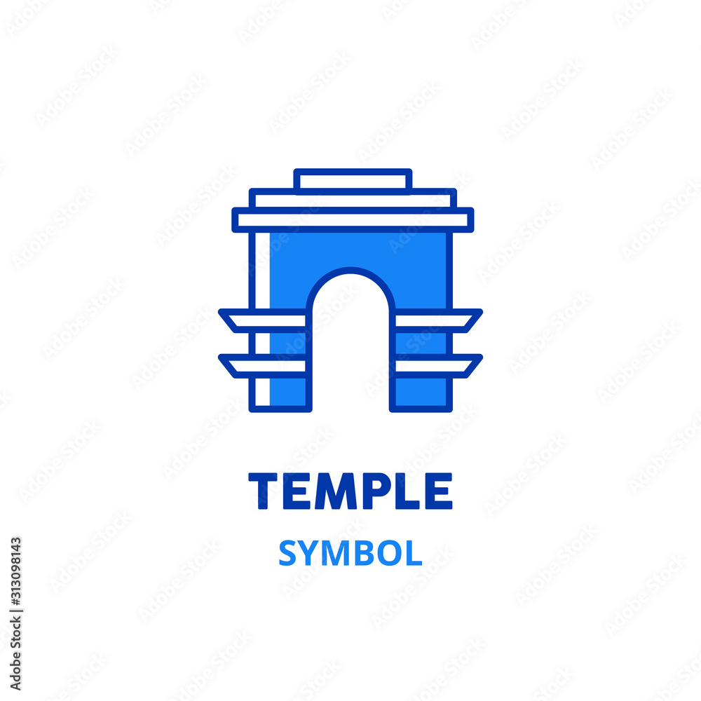 Temple thin line icon. Indian symbol, vector illustration, isolated on ...