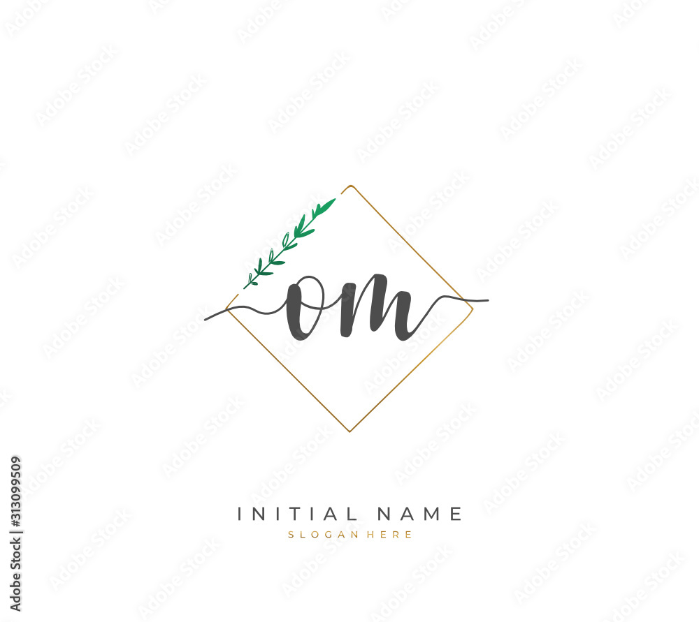 Handwritten letter O M OM for identity and logo. Vector logo template ...