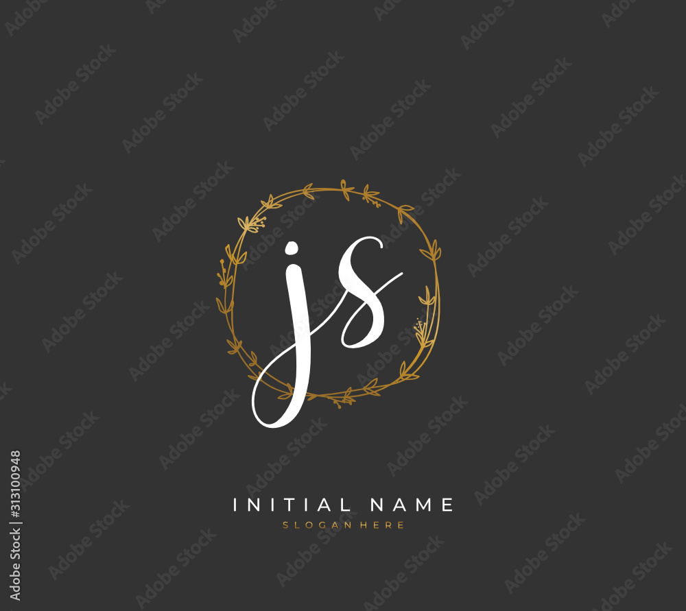 Handwritten letter J S JS for identity and logo. Vector logo template with handwriting and ...