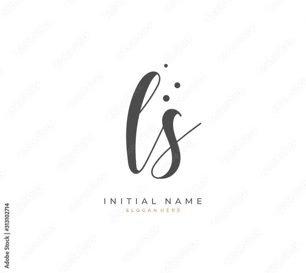 Handwritten letter L S LS for identity and logo. Vector logo template with handwriting and ...