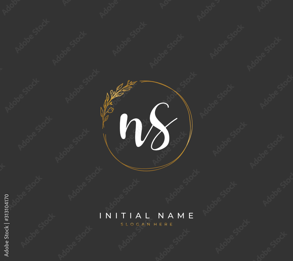 Handwritten letter N S NS for identity and logo. Vector logo template ...