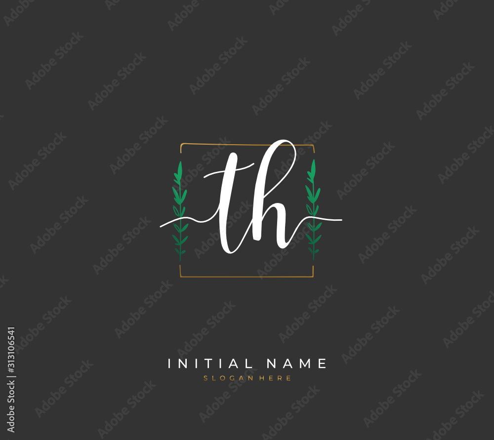 Handwritten letter T H TH for identity and logo. Vector logo template ...