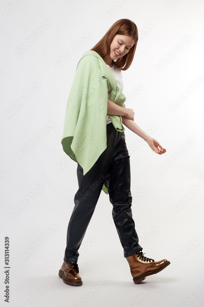 Beautiful sexy pretty girl with long brown hair and perfect body weared ...