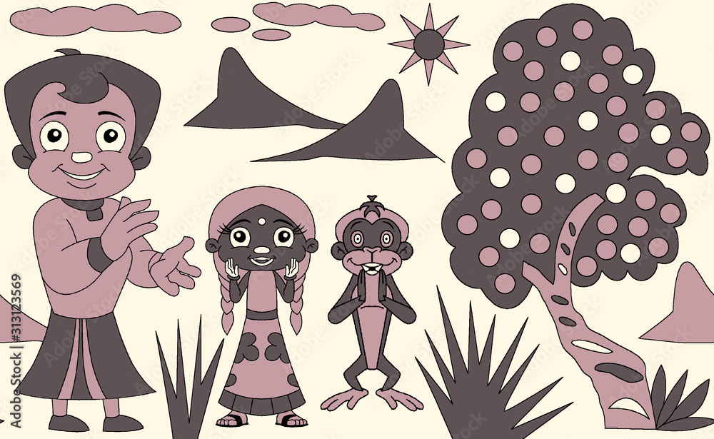 chota bheem poster cartoon background Stock Illustration | Adobe Stock