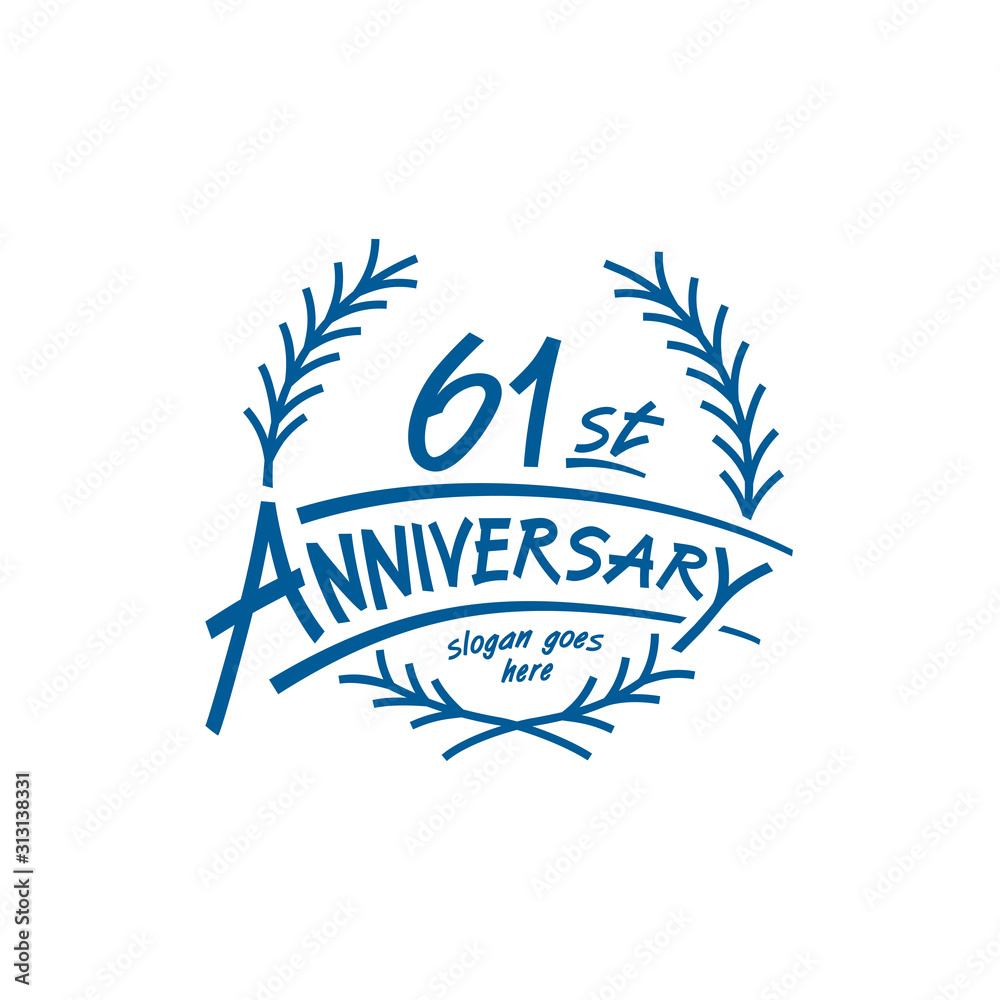 61 years design template. Sixty first years logo. Vector and ...