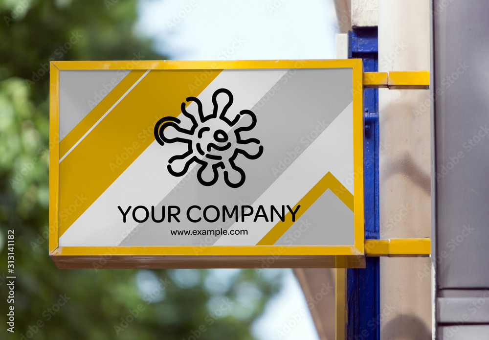 Yellow Building Sign Mockup Stock Template | Adobe Stock