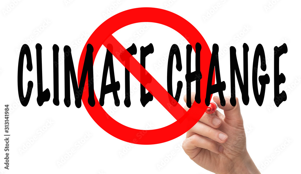 Male hand drawing a stop sign around the words Climate Change Stock Photo | Adobe Stock