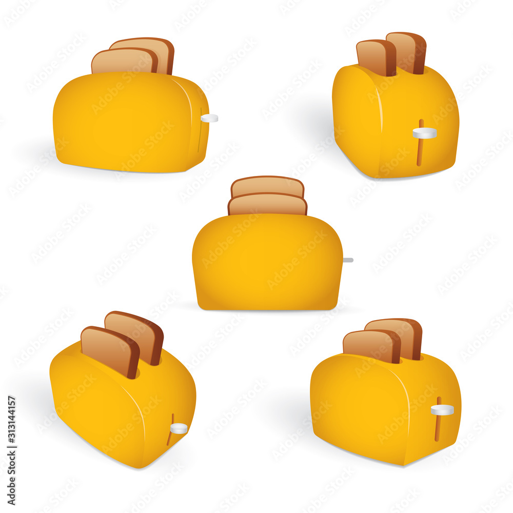 Toaster. Toaster with toasted bread inside. Realistic toaster ...