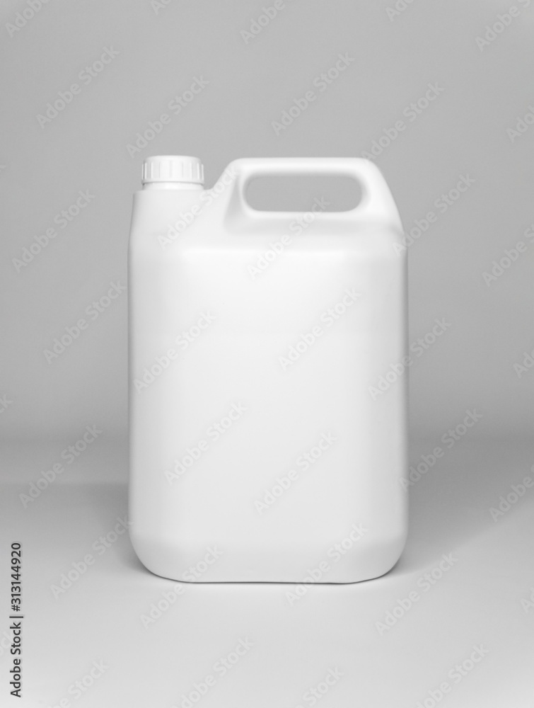 5 ltr / Litre White Plastic Container Containing Fluid Close Up Stock ...