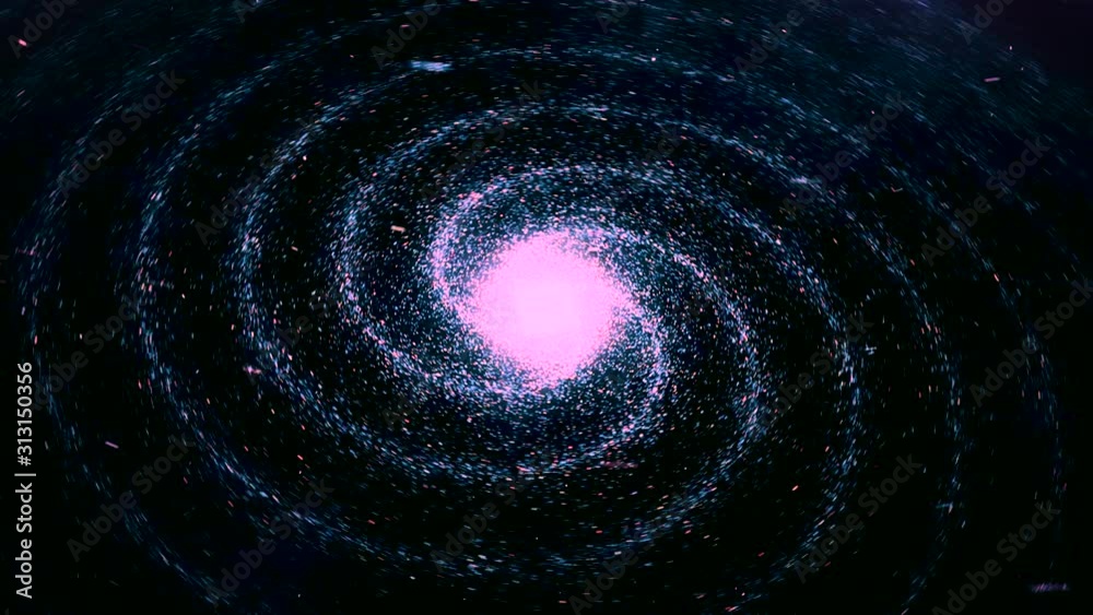 Galaxy in deep space of a spiral form rotating on black background ...