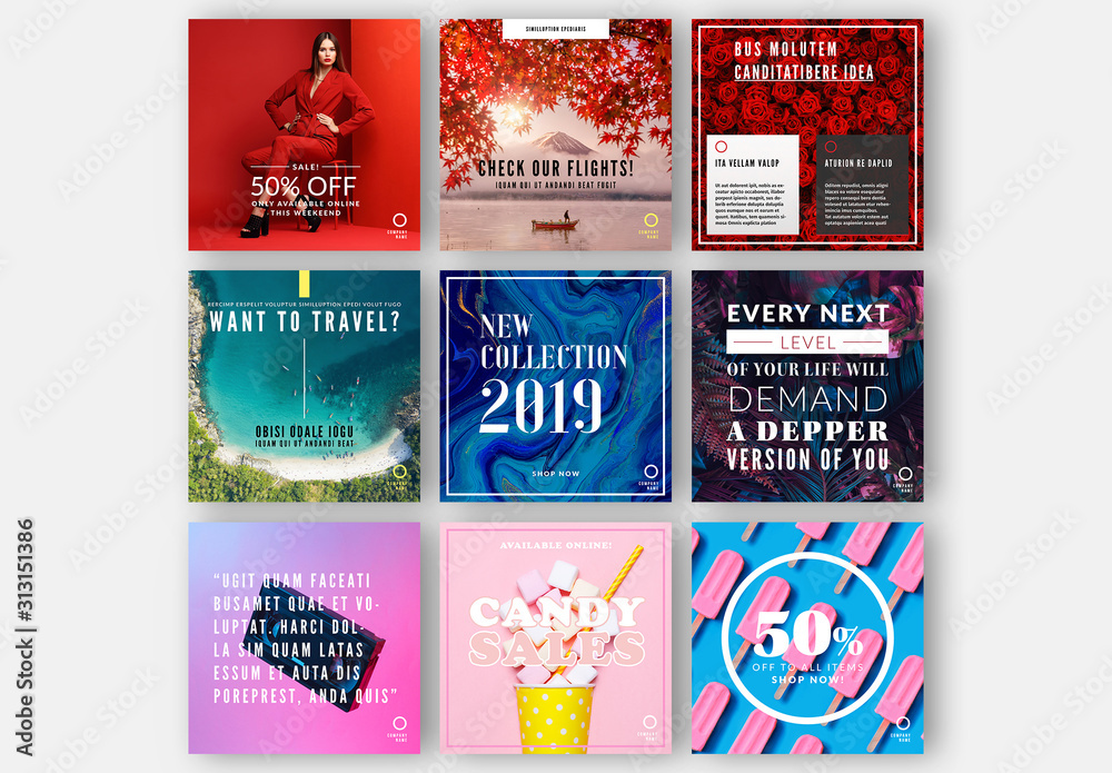 Social Media Photo Background Layout Kit Stock Template | Adobe Stock