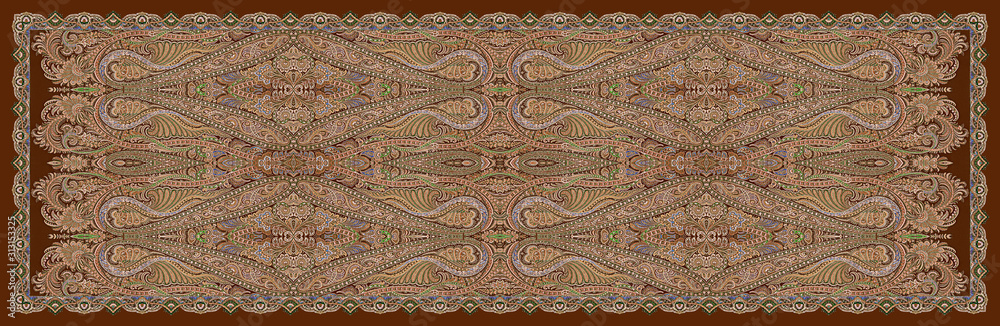 seamless digital and textile four side border with traditional print ...