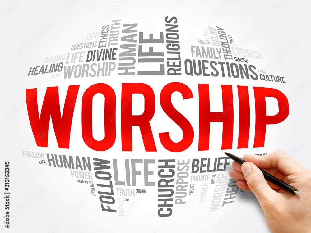 Worship word cloud collage, concept background Stock Photo | Adobe Stock