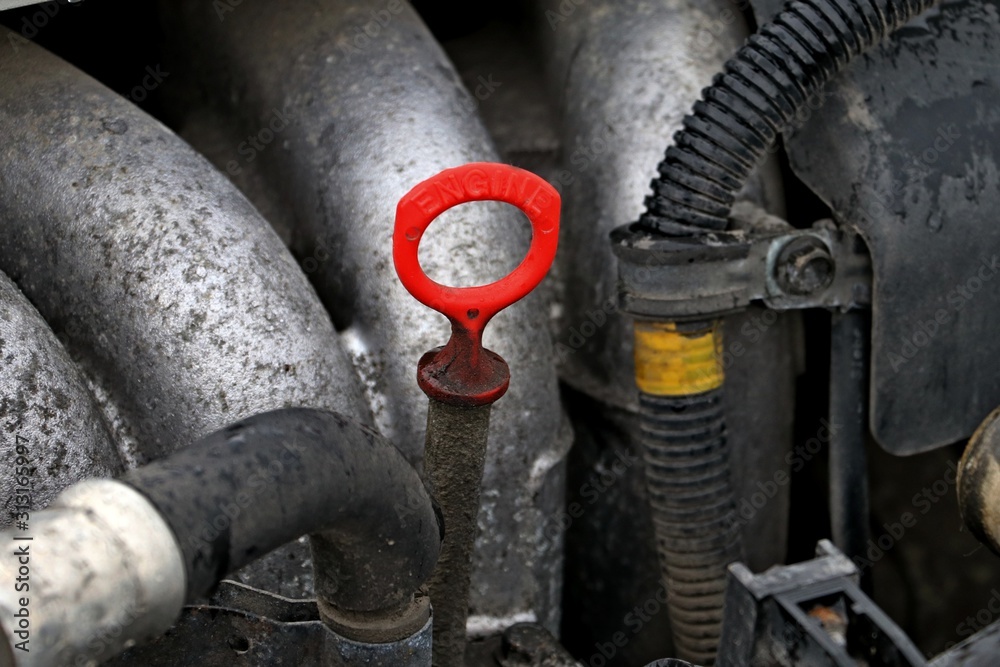Old Car Engine Oil Level Gauge Stock Photo | Adobe Stock