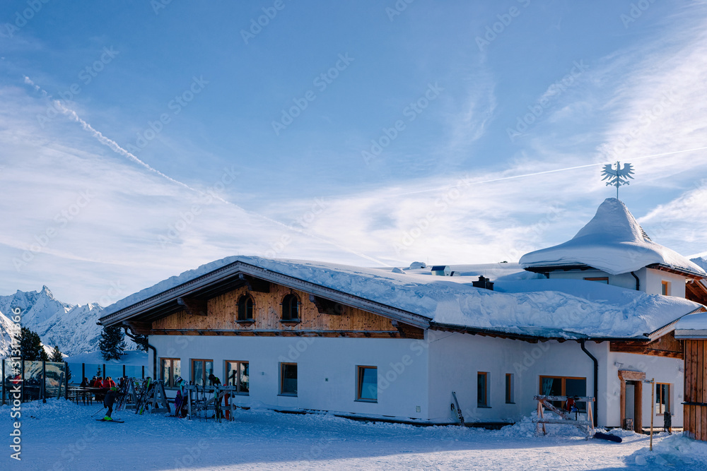 Restaurant and cafe chalet house on Penken ski resort in Tyrol in ...