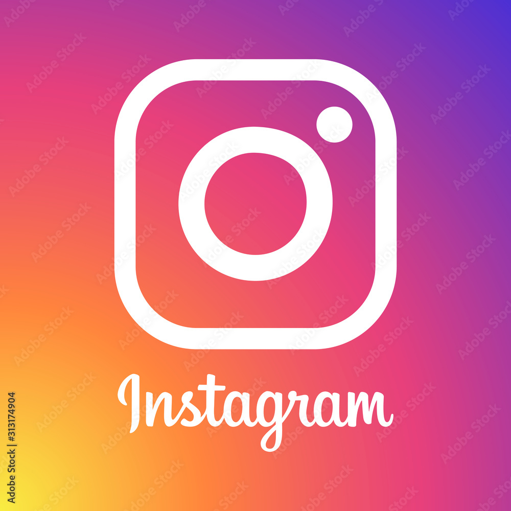 Instagram logotype camera icon, new colourful logo on pc screen ...