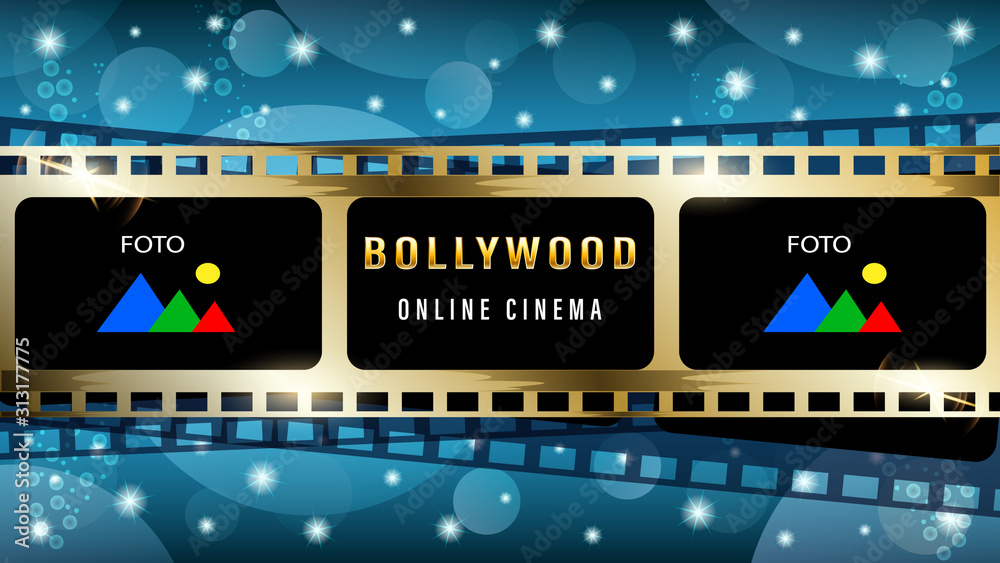 Bollywood indian web banner, gold movie film Stock Vector | Adobe Stock
