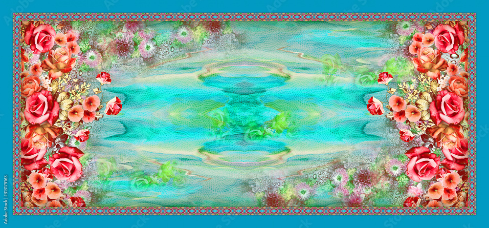 High Resolution A ethnic floral border design. A beautiful border with ...