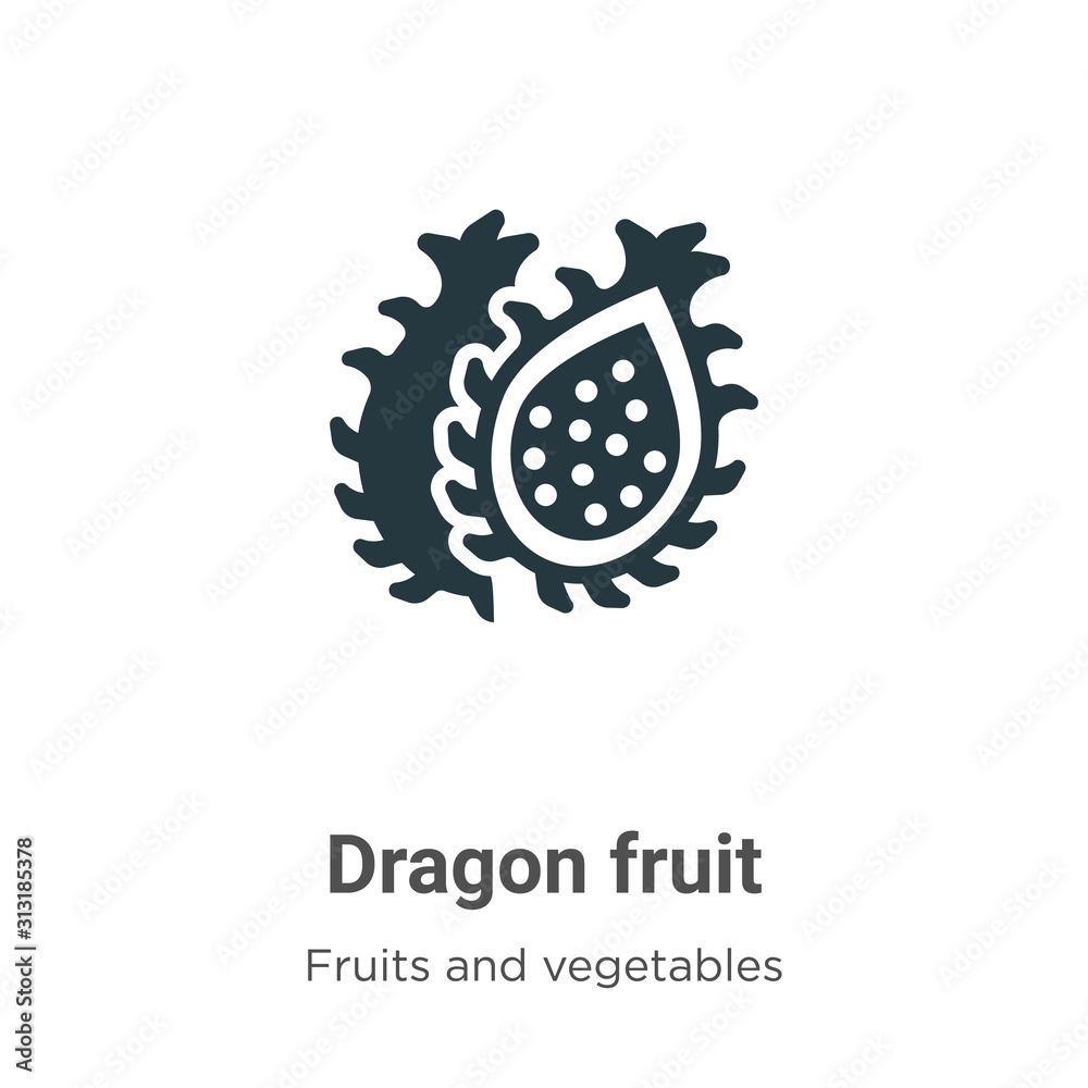 Dragon fruit glyph icon vector on white background. Flat vector dragon ...