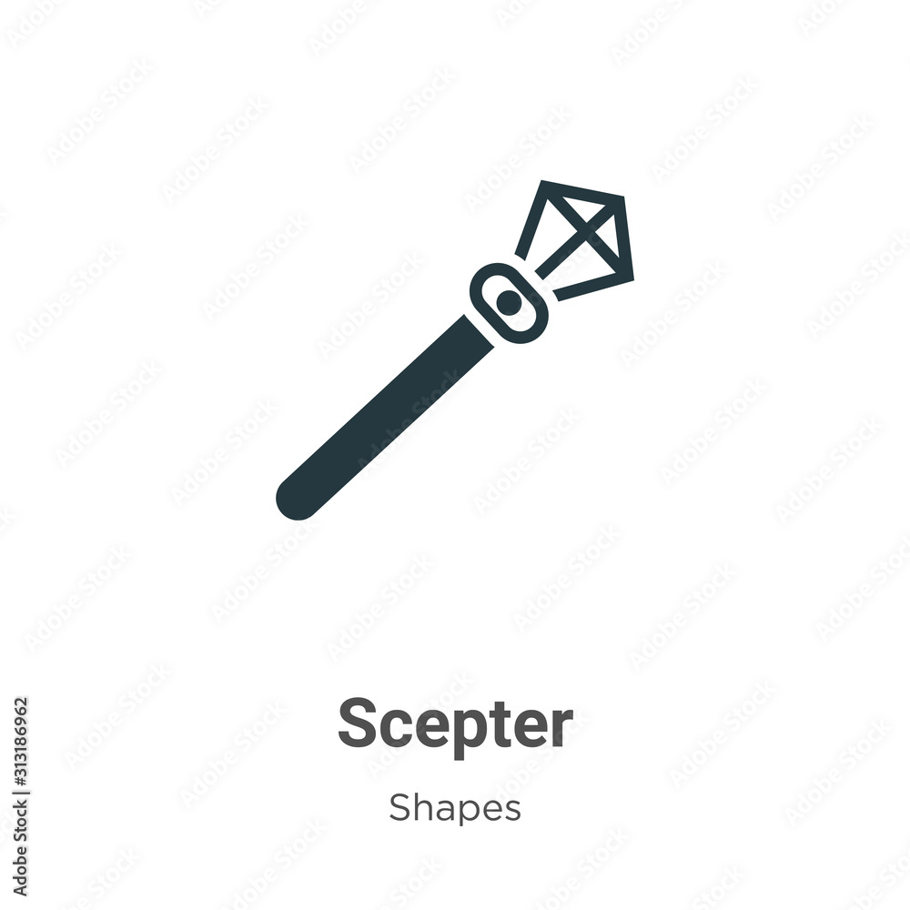 Scepter glyph icon vector on white background. Flat vector scepter icon ...