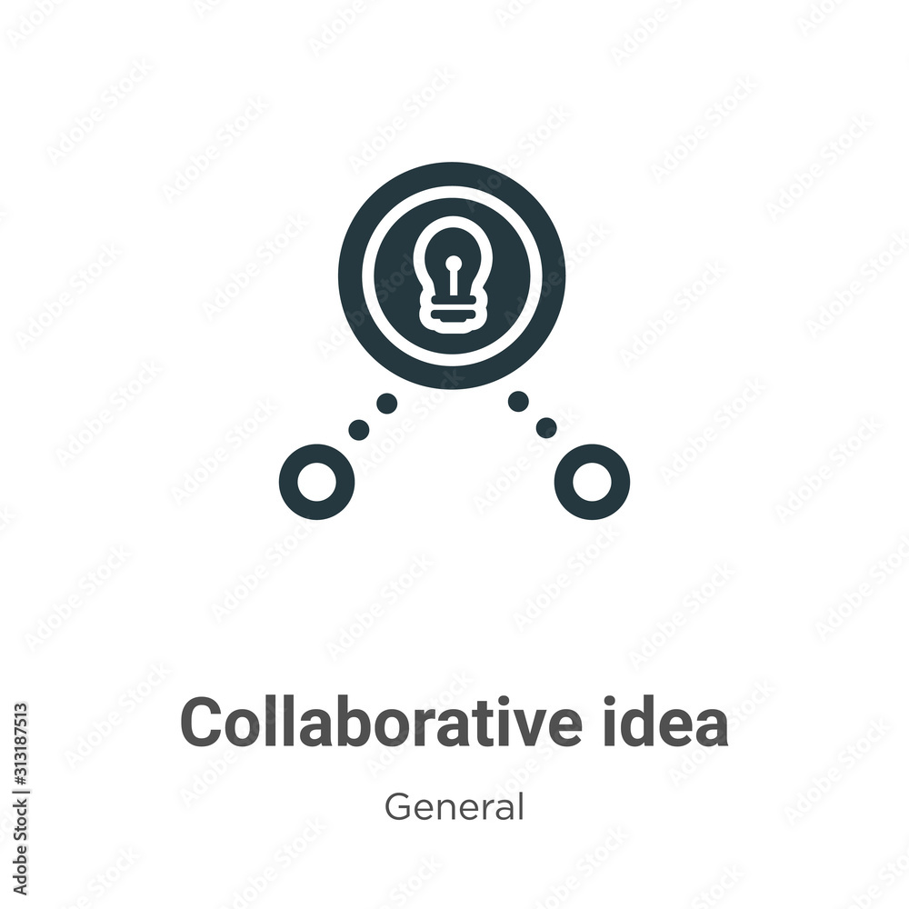 Collaborative idea glyph icon vector on white background. Flat vector ...