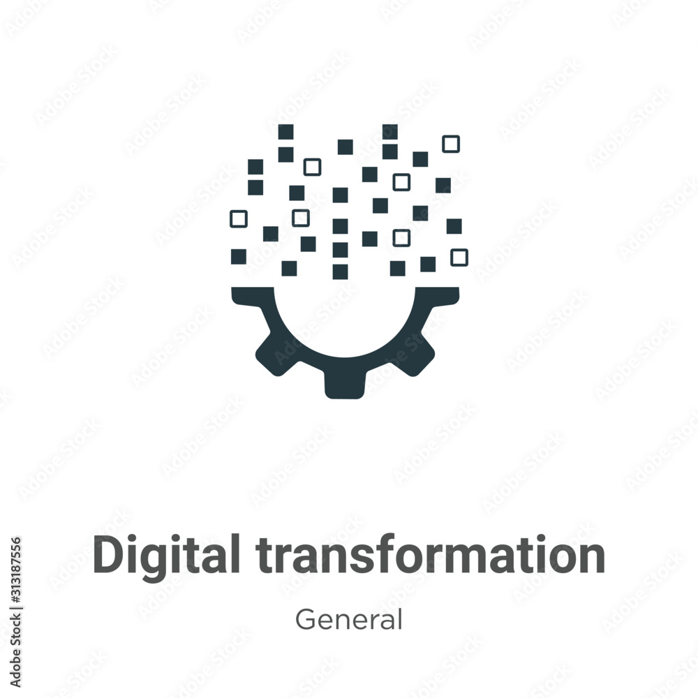 Digital transformation glyph icon vector on white background. Flat ...