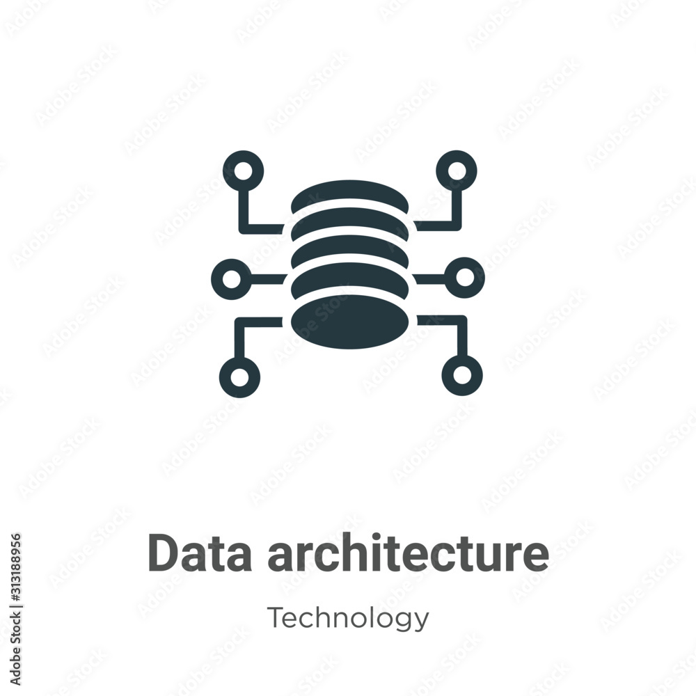 Data architecture glyph icon vector on white background. Flat vector ...
