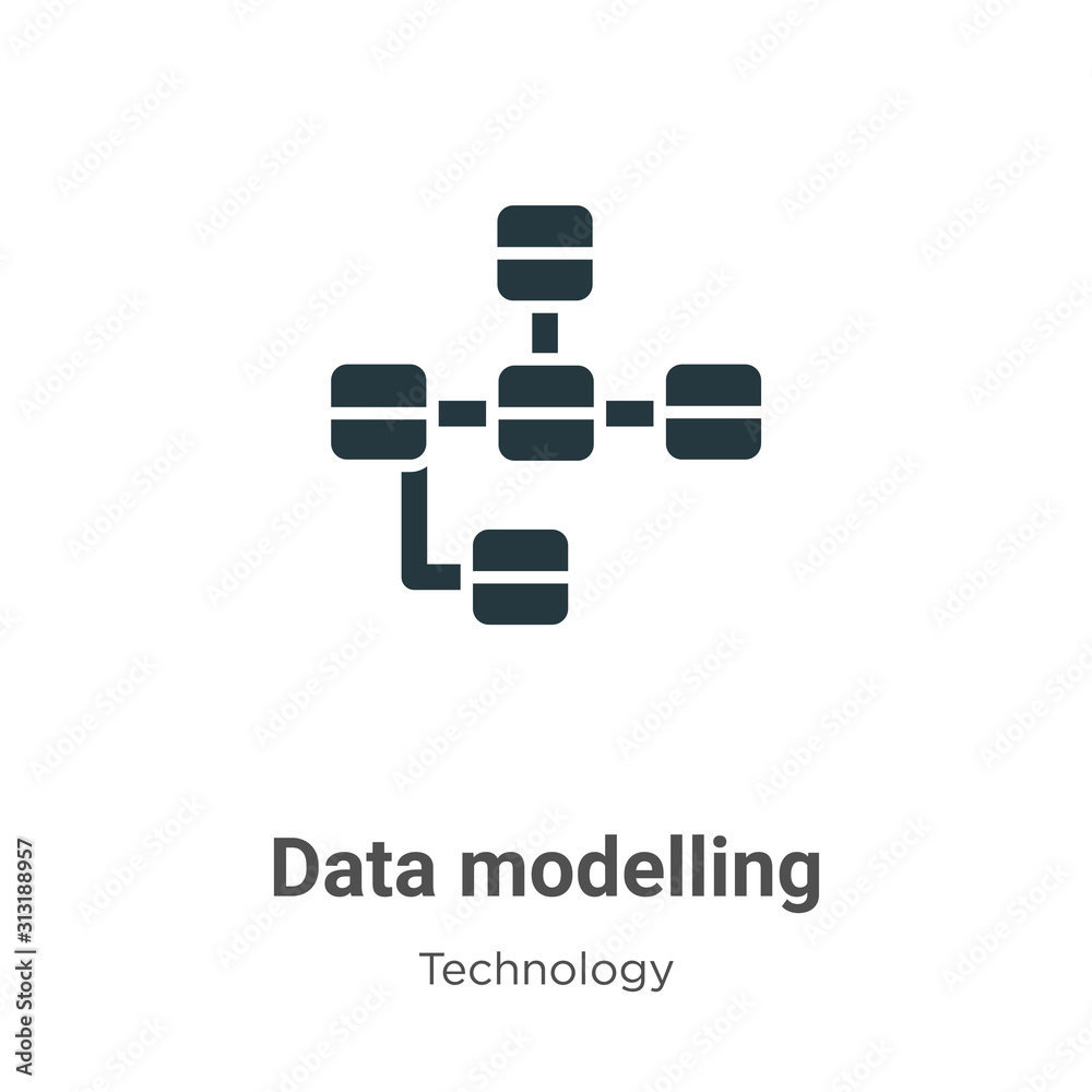 Data modelling glyph icon vector on white background. Flat vector data ...