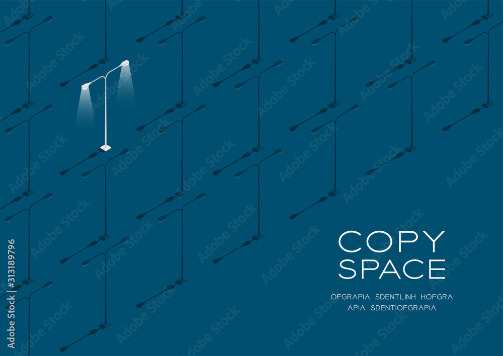 Street light Lamp 3D isometric pattern, Electric traffic equipment ...