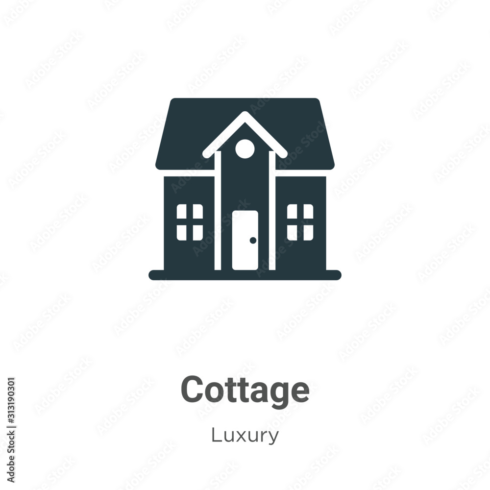Cottage glyph icon vector on white background. Flat vector cottage icon ...