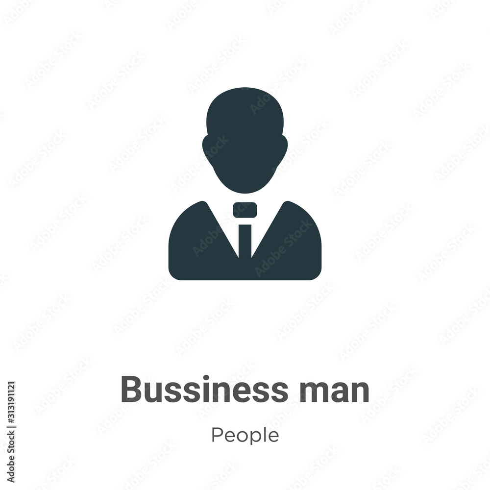Bussiness man glyph icon vector on white background. Flat vector ...