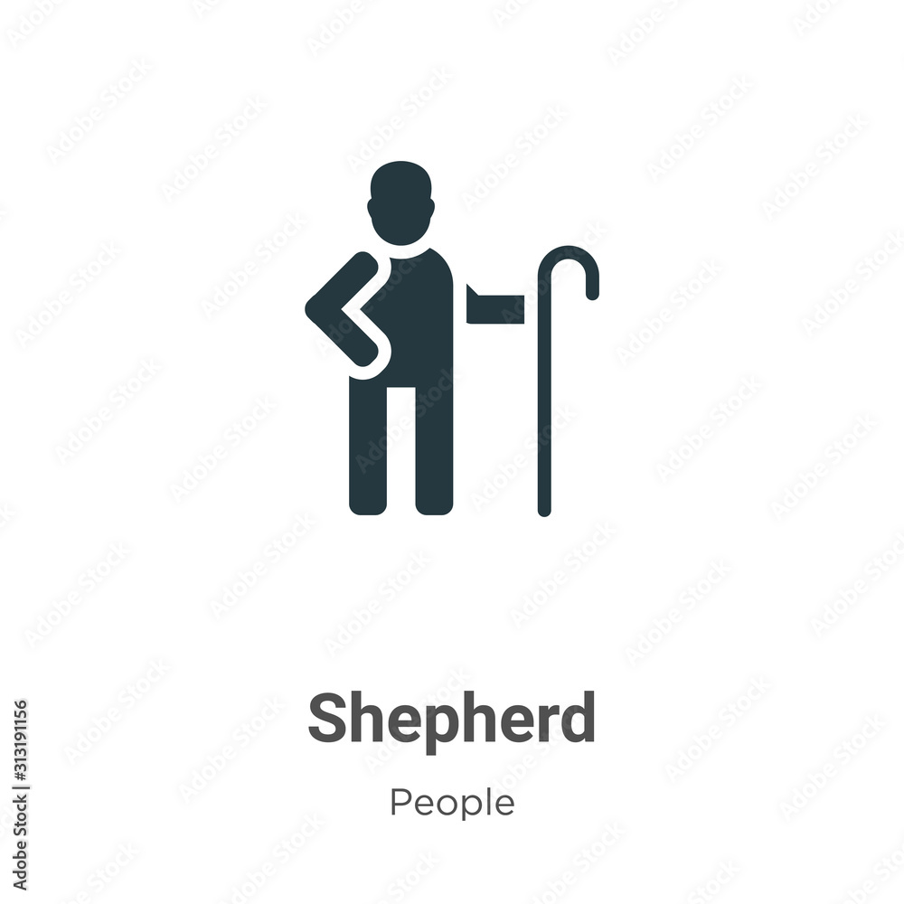 Shepherd glyph icon vector on white background. Flat vector shepherd ...
