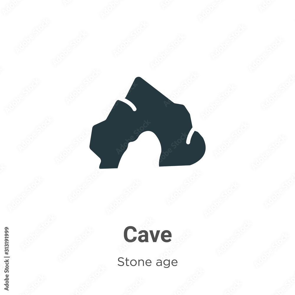 Cave glyph icon vector on white background. Flat vector cave icon ...