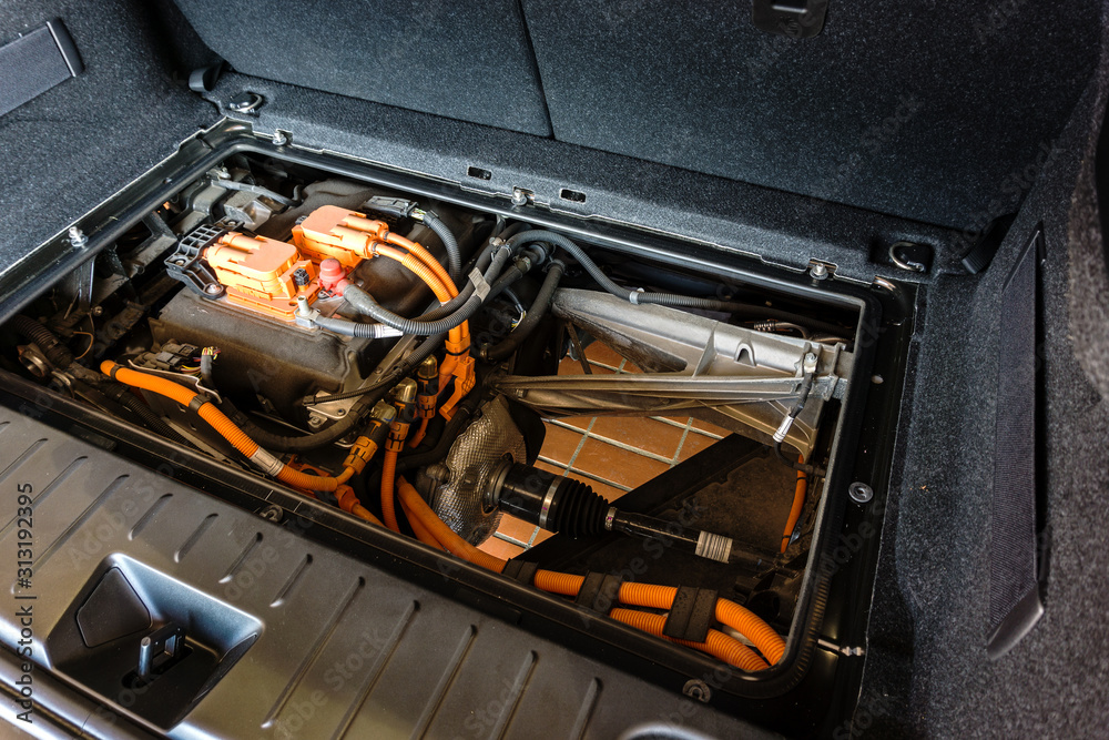 Image of Electric car, EV car System underhood high-voltage cables ...