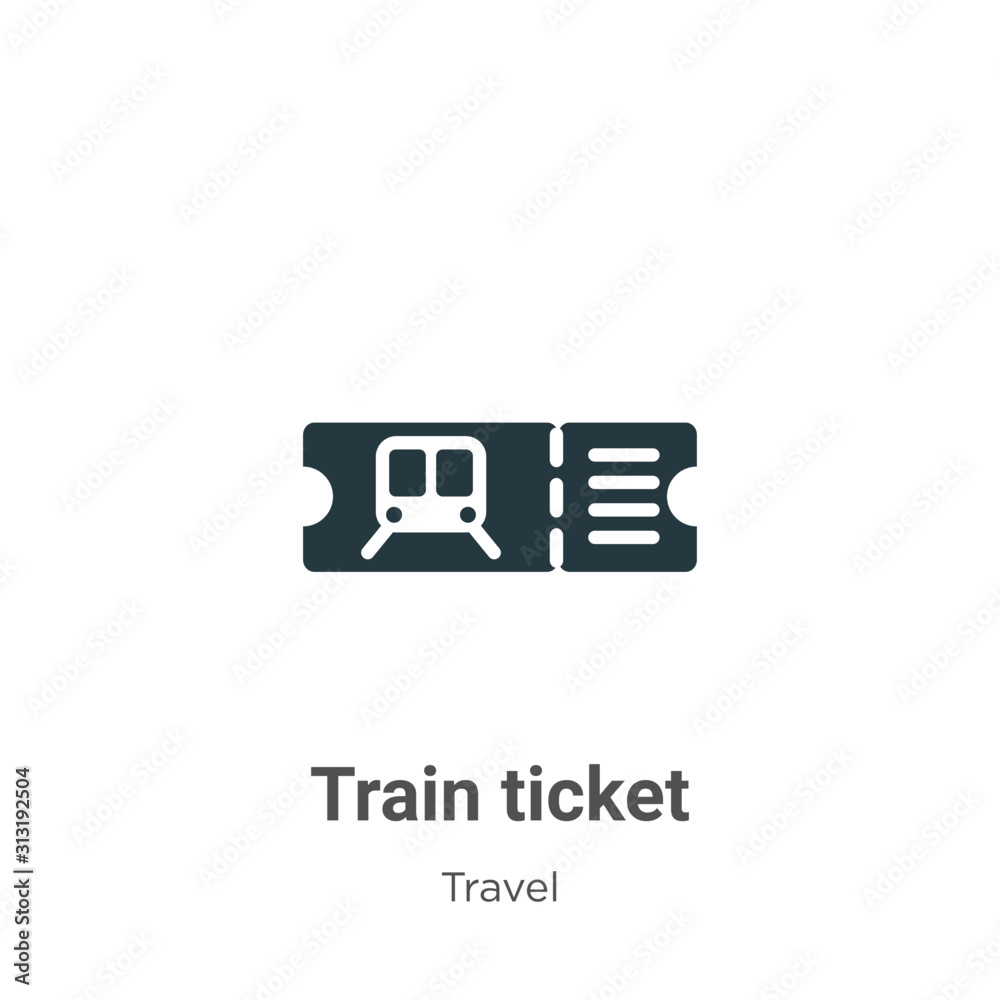 Train ticket glyph icon vector on white background. Flat vector train ...