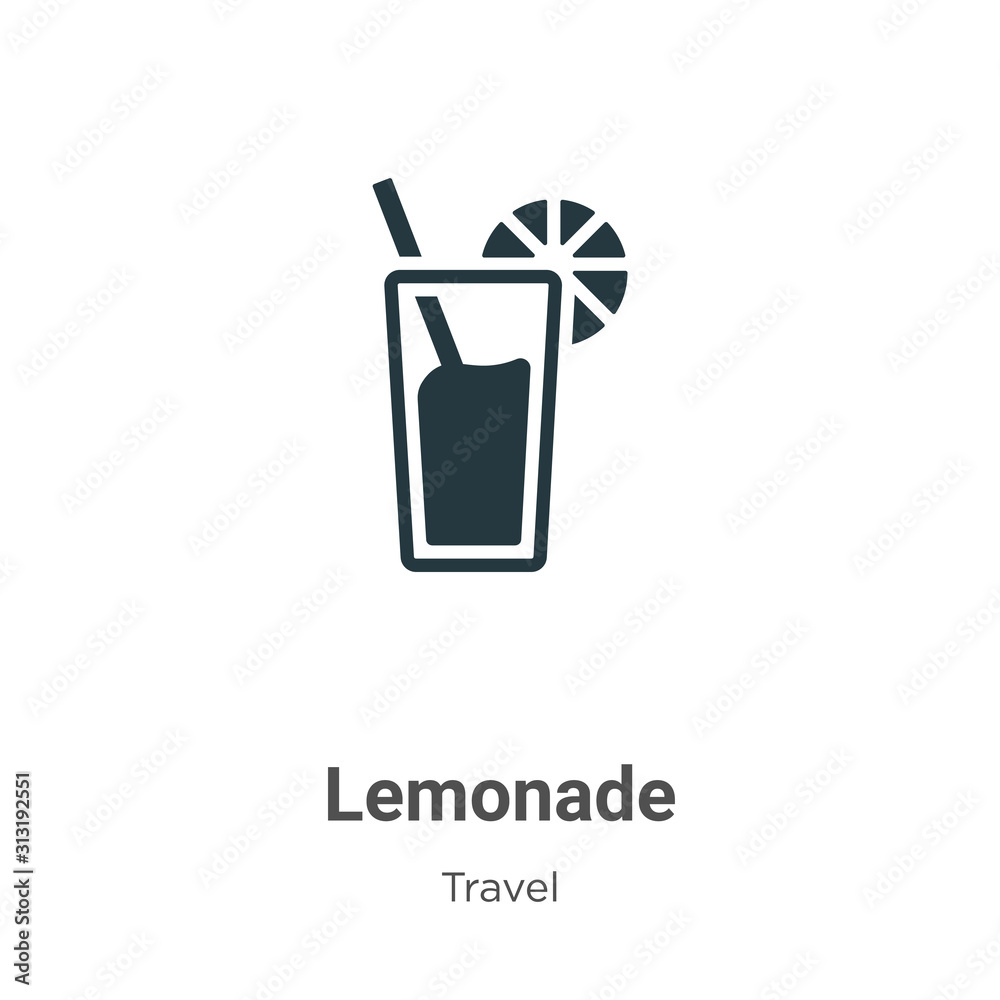 Lemonade glyph icon vector on white background. Flat vector lemonade ...