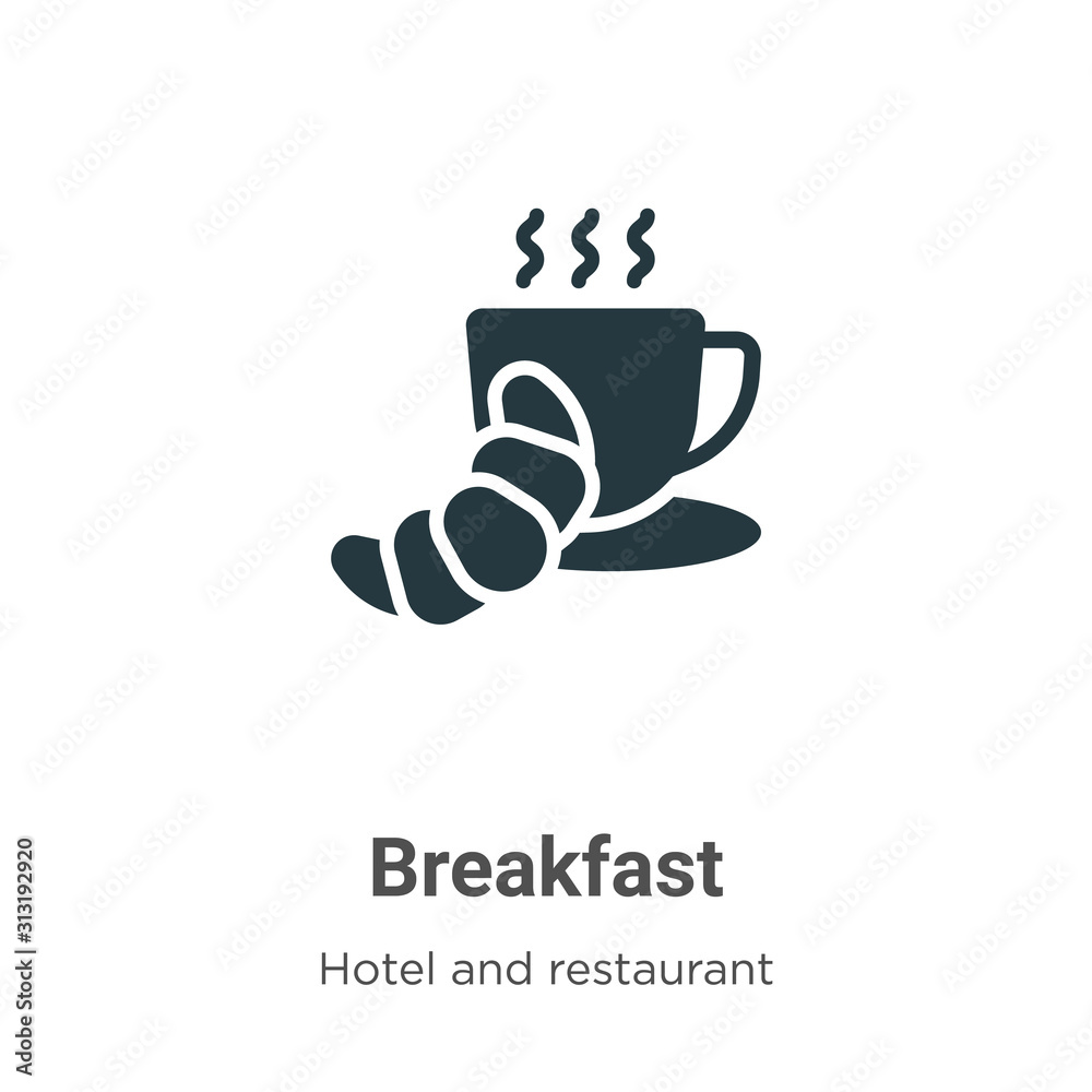 Breakfast glyph icon vector on white background. Flat vector breakfast ...