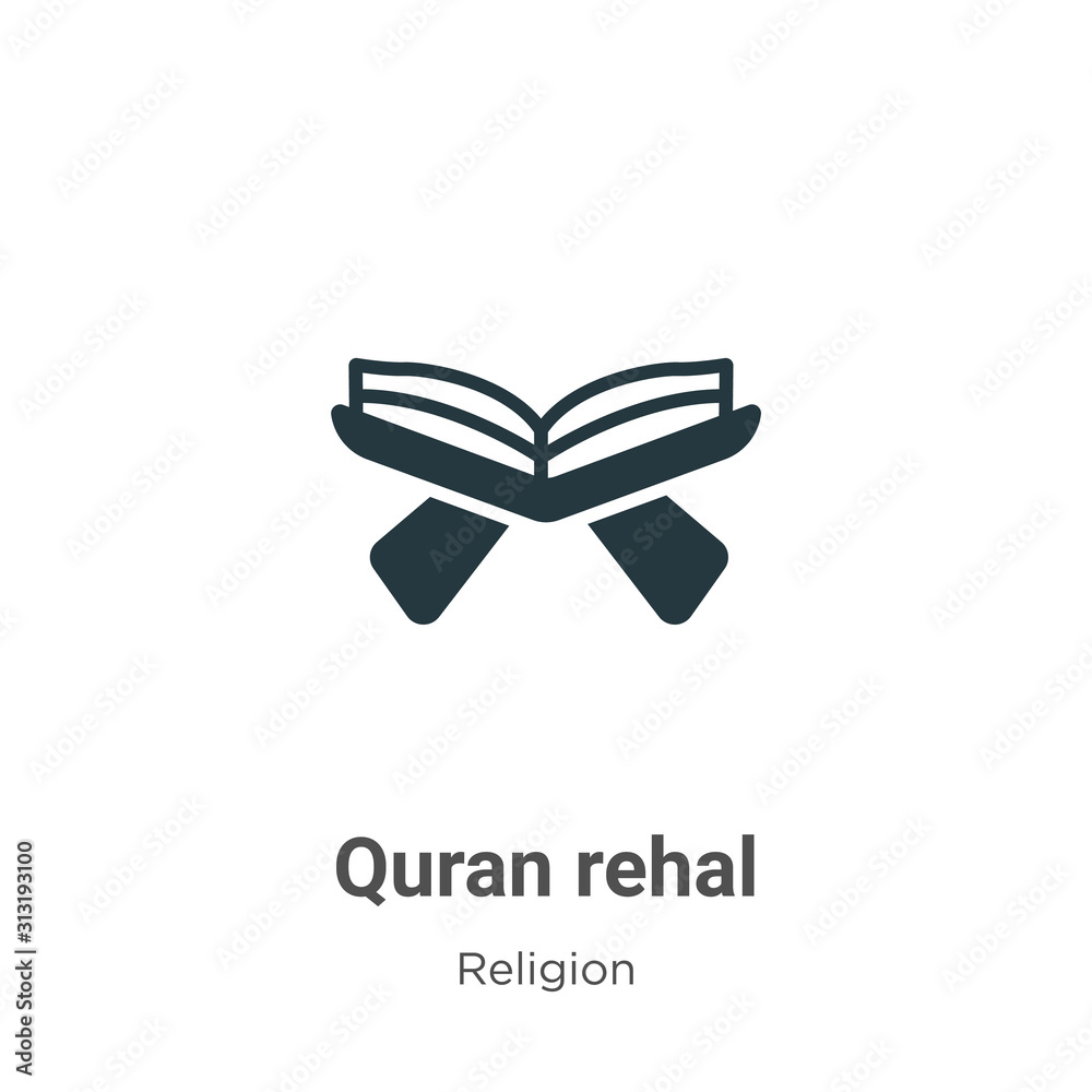 Quran rehal glyph icon vector on white background. Flat vector quran ...
