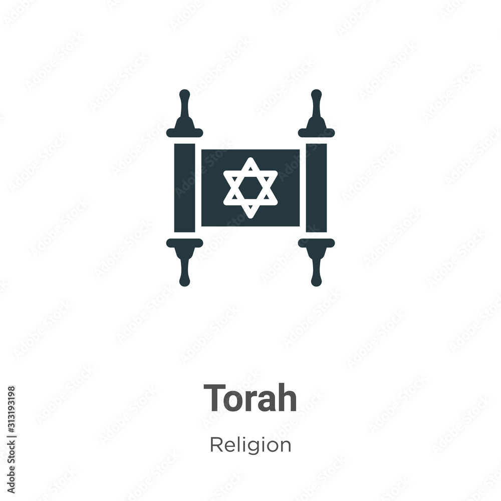 Torah glyph icon vector on white background. Flat vector torah icon ...
