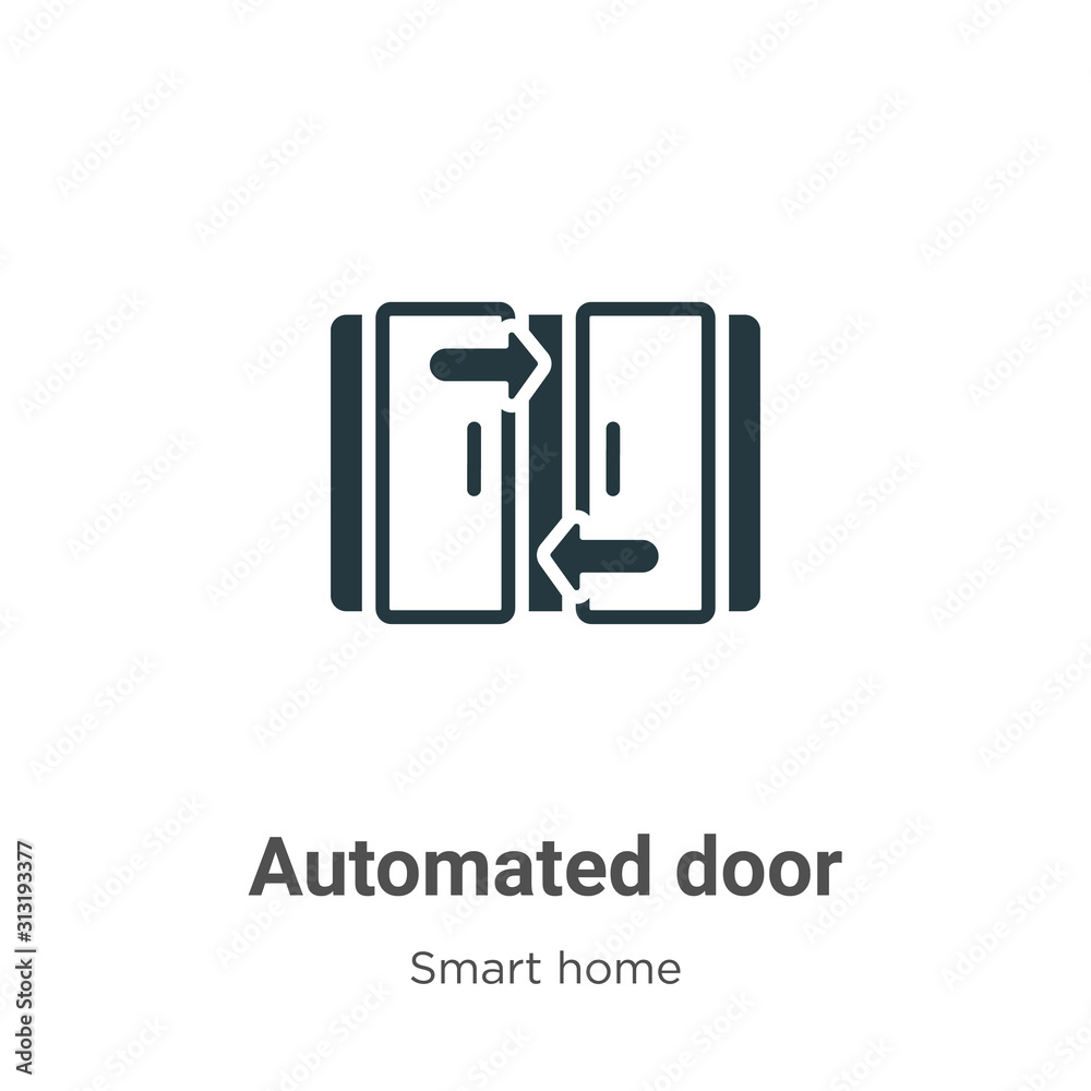 Automated Door Glyph Icon Vector On White Background Flat Vector Automated Door Icon Symbol