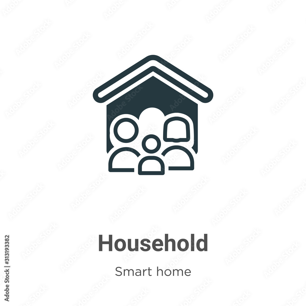 Household glyph icon vector on white background. Flat vector household ...