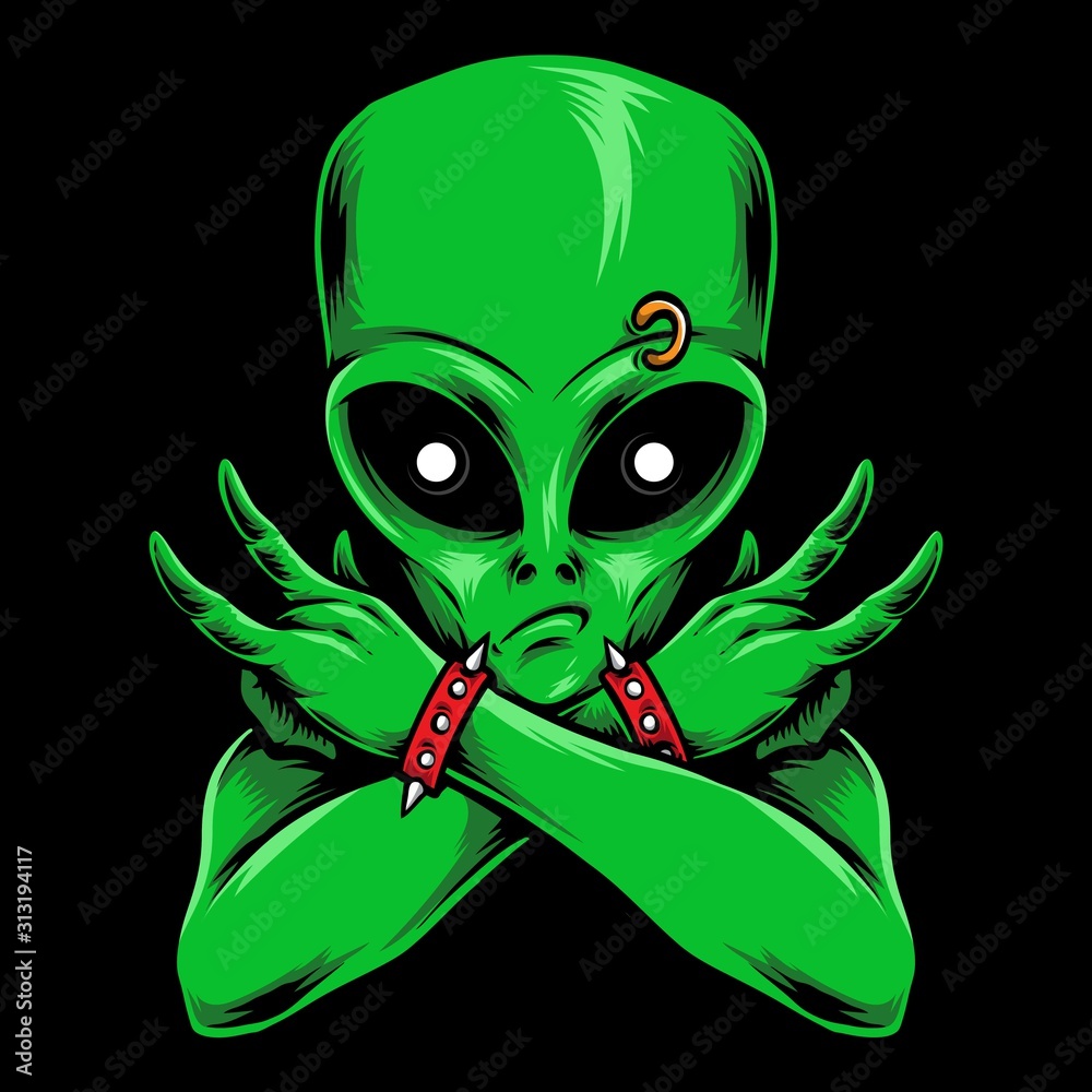 rock and roll alien vector Stock Vector | Adobe Stock