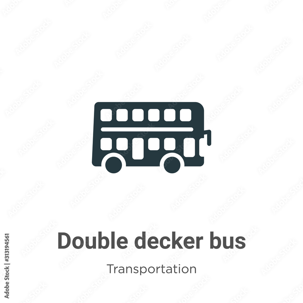 Double decker bus glyph icon vector on white background. Flat vector ...