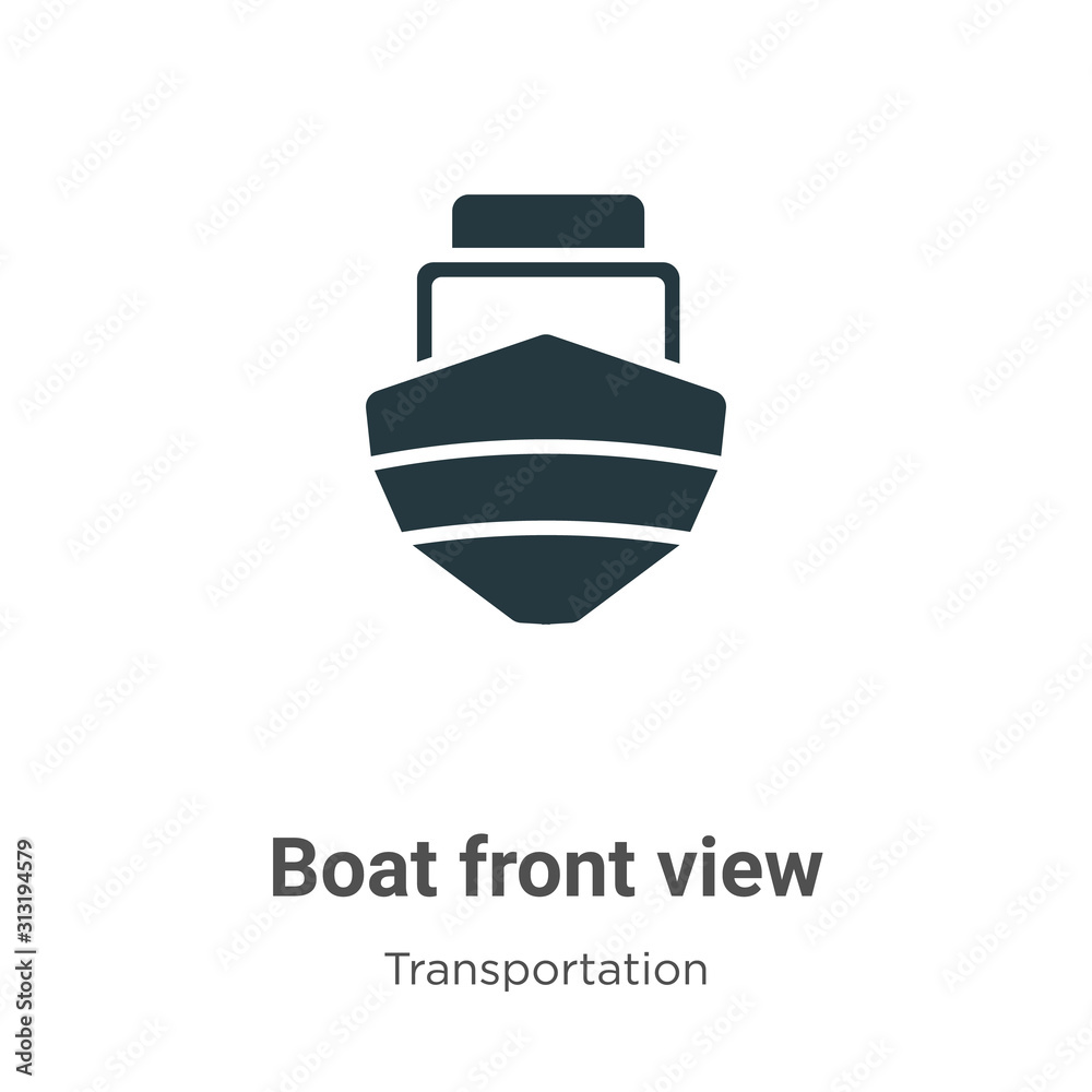 Boat front view glyph icon vector on white background. Flat vector boat ...