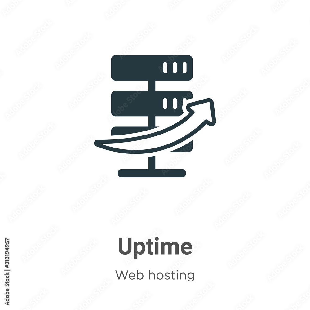 Uptime glyph icon vector on white background. Flat vector uptime icon symbol sign from modern ...