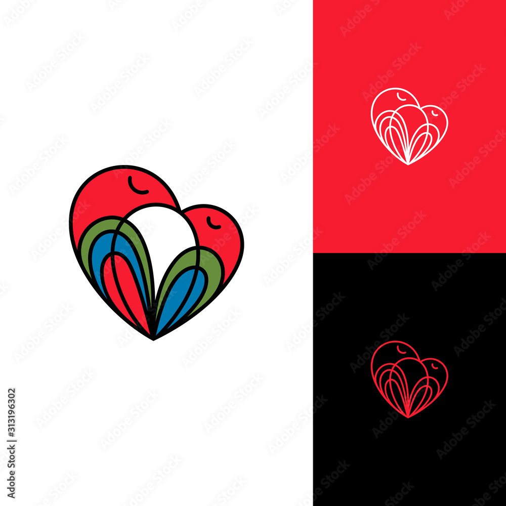 Love bird logo design. Logo concept of two bird in heart shape, bird ...