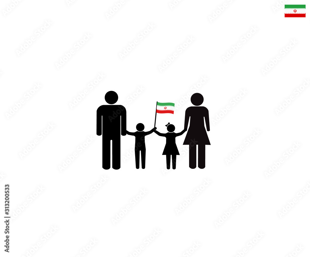 Iranian family with the Islamic Republic of Iran national flag, we love ...