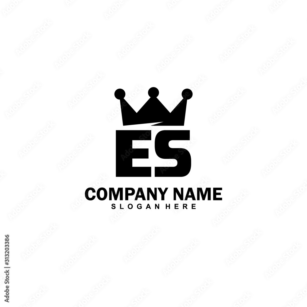 LETTER ES INITIAL WITH CROWN TEMPLATE LOGO Stock Vector | Adobe Stock