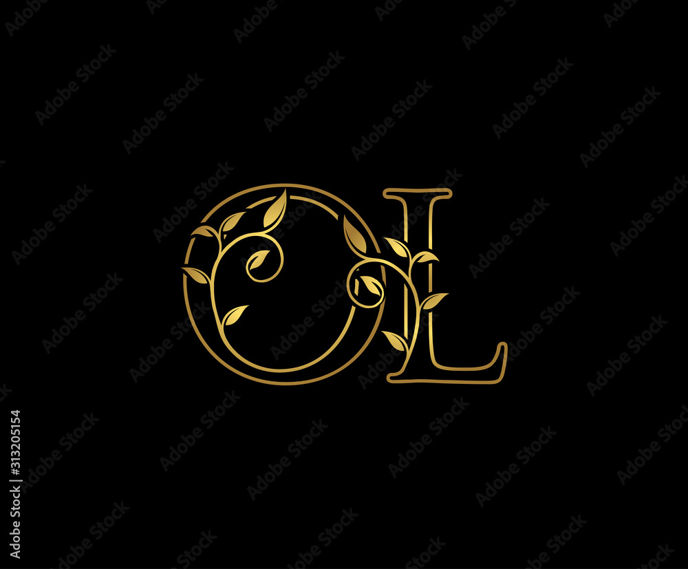 Golden O, L and OL Luxury Logo Icon, Classy Letter Logo Design. Stock ...