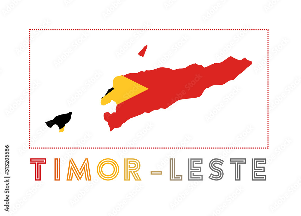 Timor Leste Logo Map Of Timor Leste With Country Name And Flag Vibrant Vector Illustration